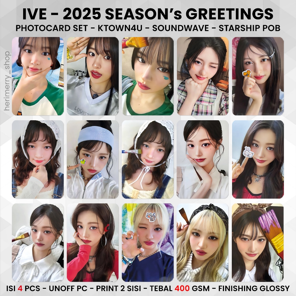 Jual (ISI 4 PCS) Photocard IVE 2025 SEASON GREETINGS - PC Premium 2 Sisi Kartu Kpop Merch ...