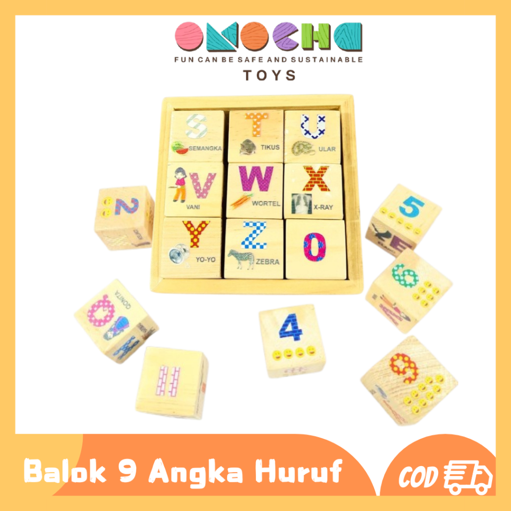 Jual Omocha Toys - Balok 9 Angka Huruf Gambar Angka Huruf dan Gambar ...