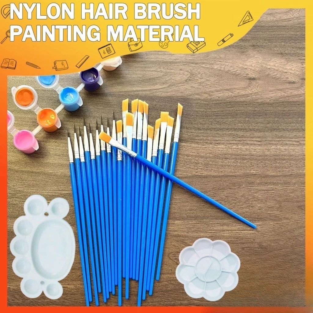 Jual Kuas Lukis Cat Air Paint Brush Nilon Ujung Pointed dan Flat / Kuas ...