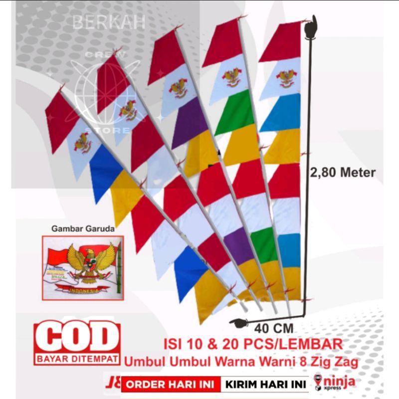 Jual BENDERA UMBUL UMBUL GERGAJI GARUDA PERKODI ISI 20(PCS) | Shopee Indonesia