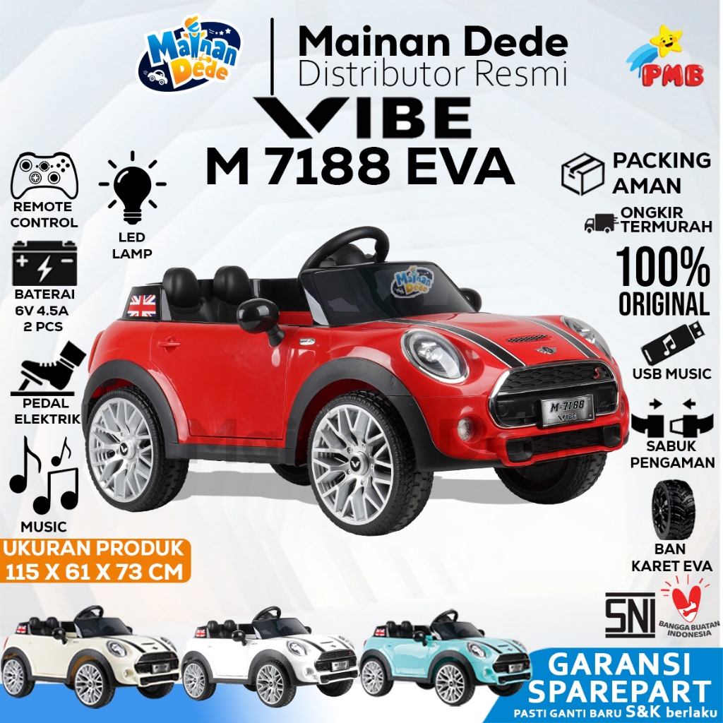 Jual Mainan Mobil Aki Anak PMB 7188 Mortein Mini Cooper M-7188 M7188 ...