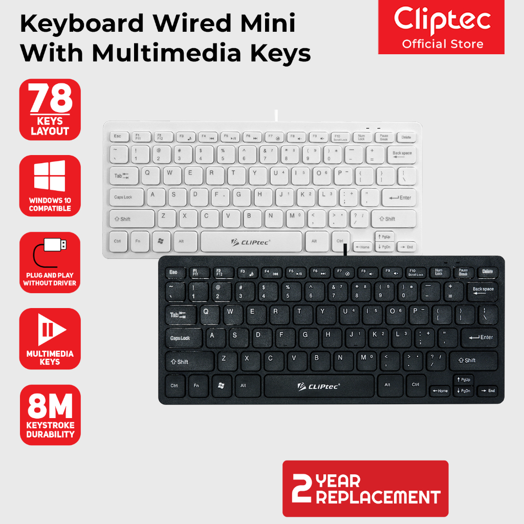 Jual Keyboard Mini Multimedia Usb Wired Cliptec RZK308 | Shopee Indonesia