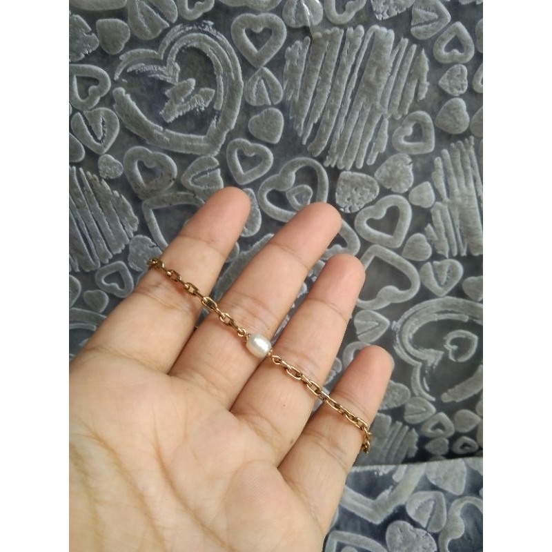Jual Gelang mutiara asli model mutiara 1/ rantai kuning selamanya ...