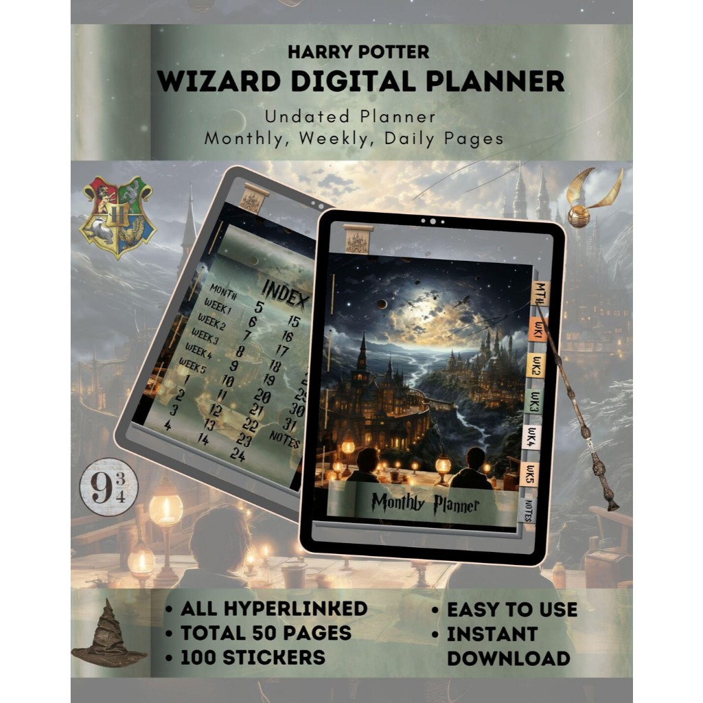 Jual Undated Harry Potter Digital Planner Wizard Magical Theme ...