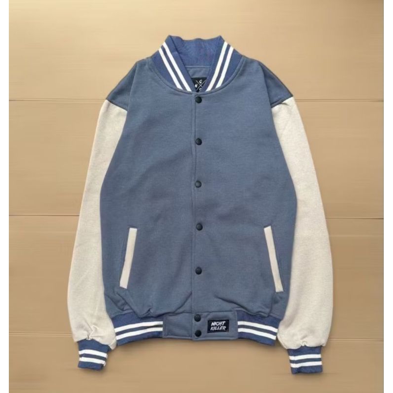 Jual varsity denim krem kancing baseball | Shopee Indonesia