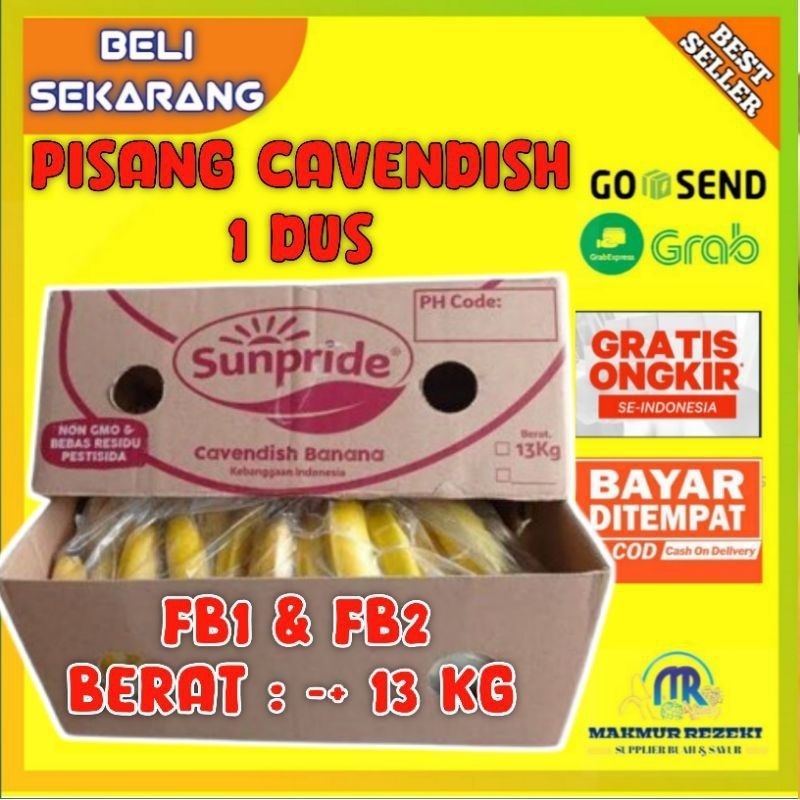Jual Sunpride Cavendish Banana Pisang 1 Dus FB1 & FB2 13 Kg | Shopee ...