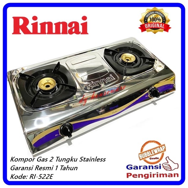 Jual RINNAI RI 522 E Kompor Gas 2 Tungku RI-522 E BAHAN STAINLES ...