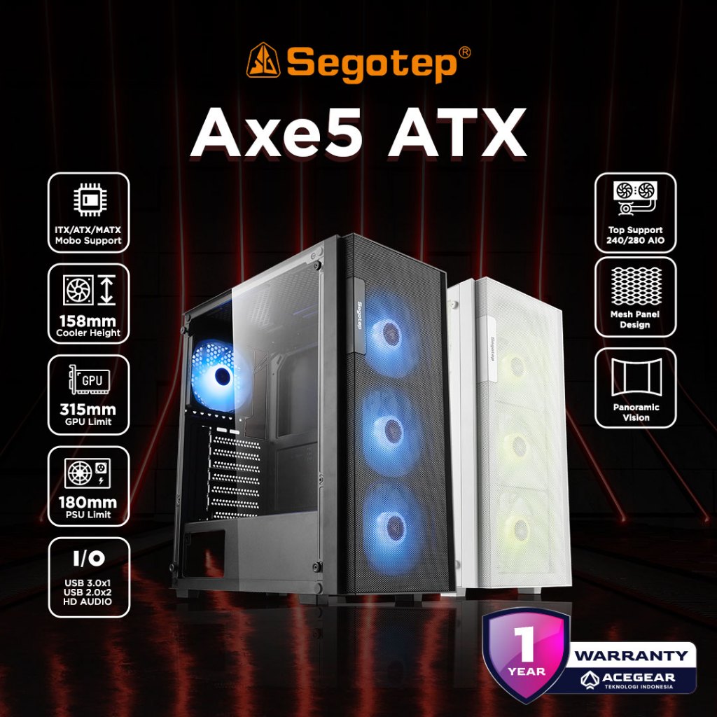 Jual SEGOTEP AXE5-ATX (ATX Budget PC Case) | Shopee Indonesia