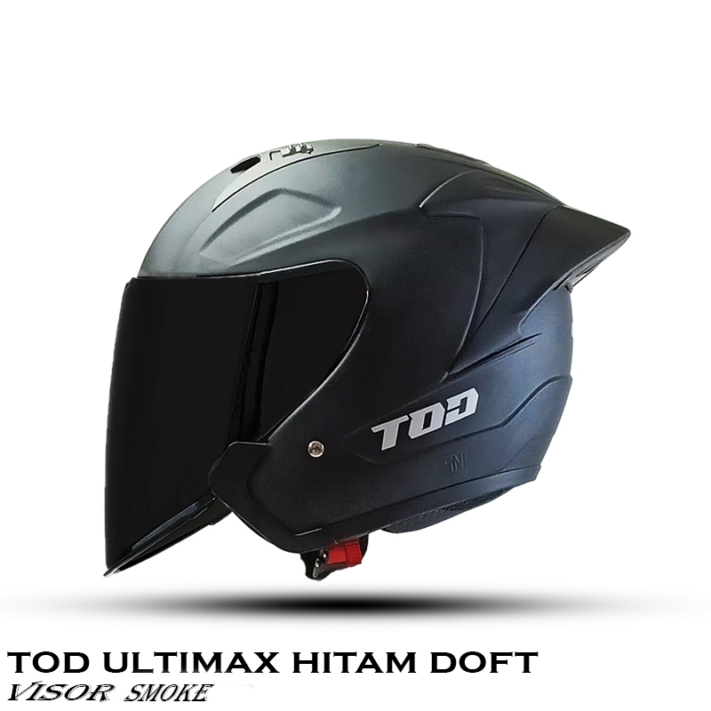 Jual TERBARU HELM HALF FACE DEWASA TOD ULTIMAX HITAM DOF VISOR SMOKE ...