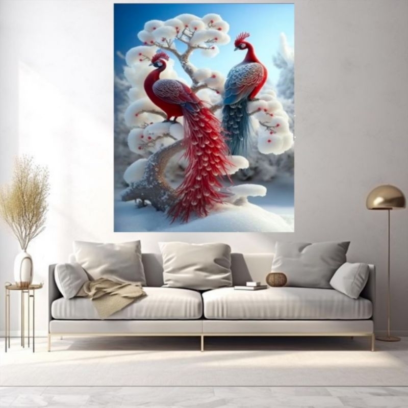 Jual poster cetak, BURUNG MERAK, ukuran jumbo,50×70cm+bingkai, 70×100 ...