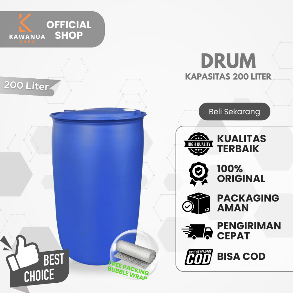 Jual Drum Biru 200Liter (BEKAS) POLIGEN - HDPE TEBAL PREMIUM QUALITY ...