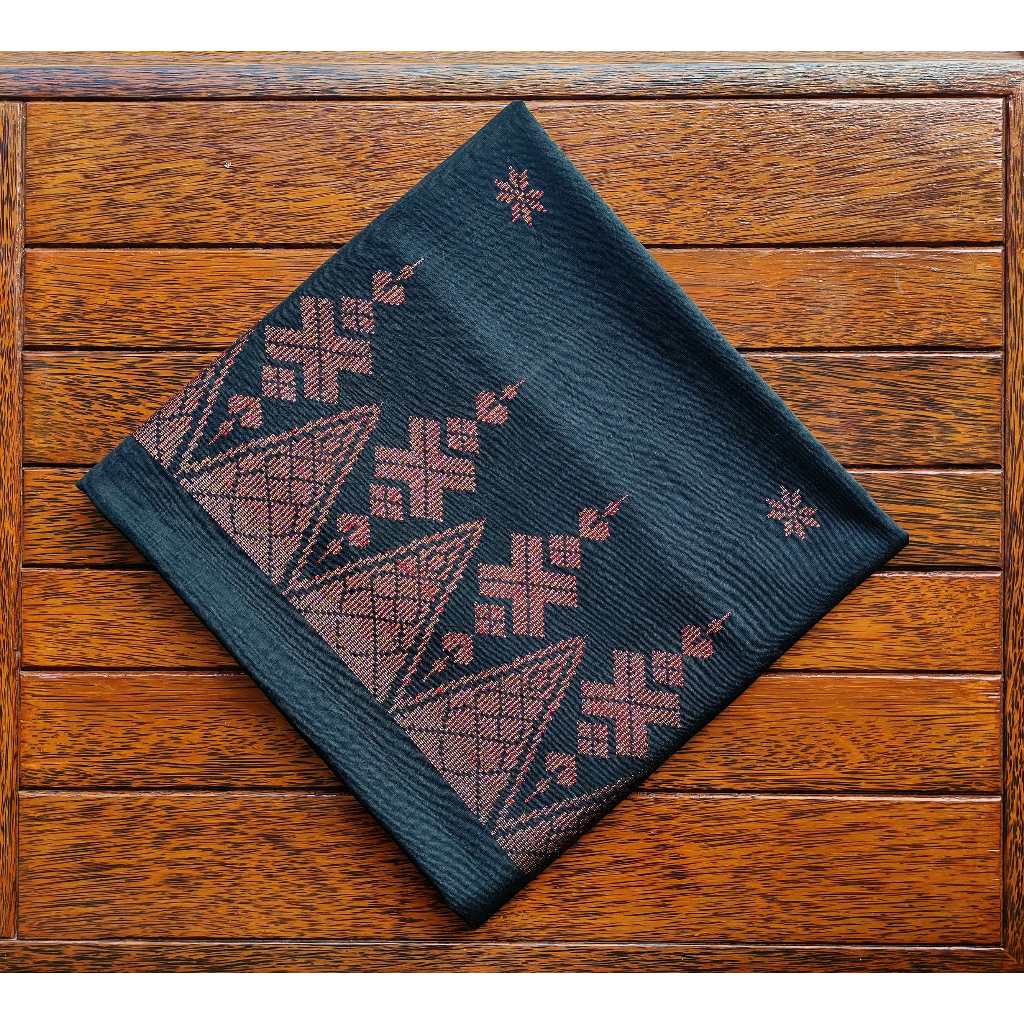 Jual bahan kain / kain tenun / motif pucuak rabuang / rose gold / hitam ...