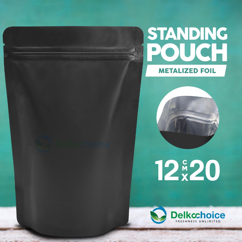 Jual STANDING POUCH ZIP LOCK KLIP Hitam 12cm x 20cm | Shopee Indonesia