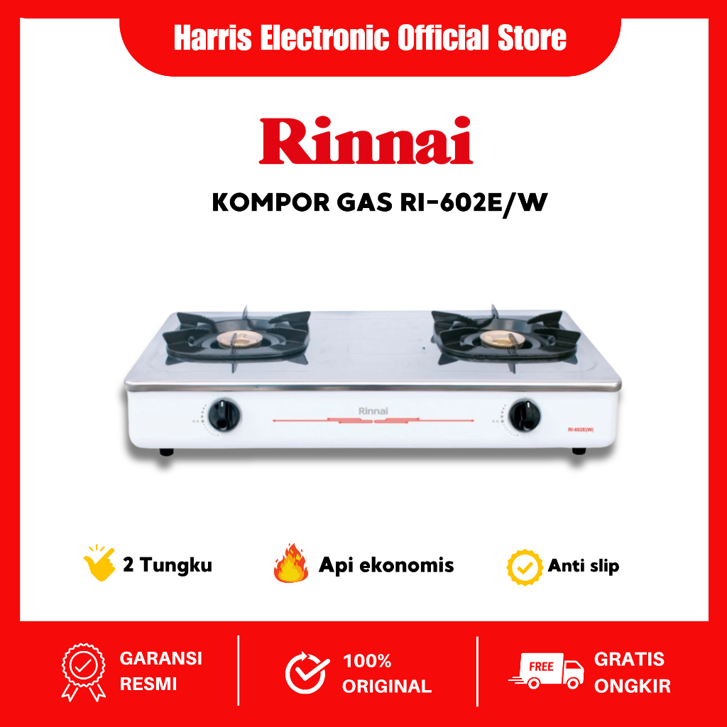 Jual (COD) Rinnai Kompor Gas RI-602E (W) 2 Tungku Garansi Resmi | Shopee Indonesia