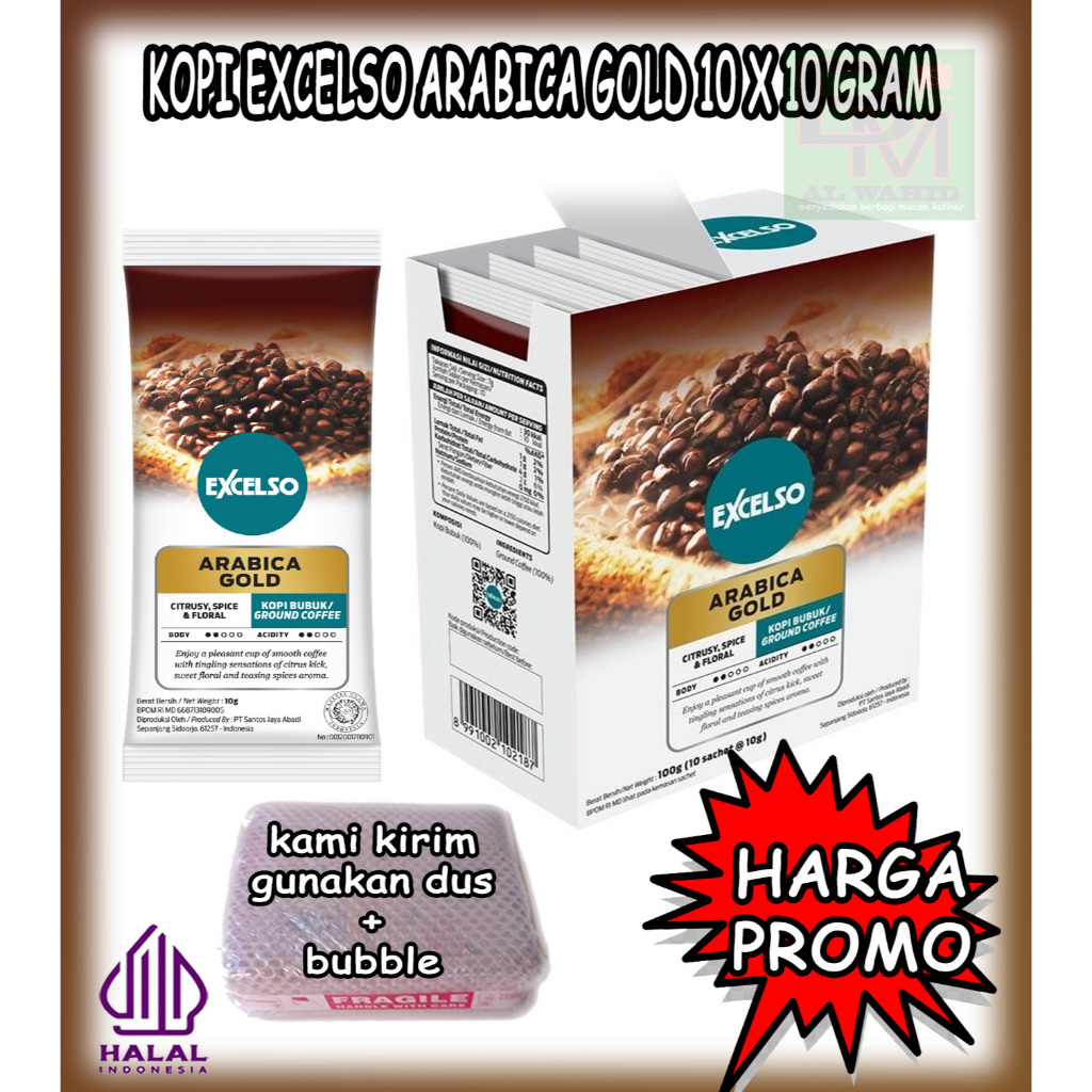 Jual Kopi Excelso Arabica Gold 1 Box isi 10 Saset 10 Gram | Shopee ...