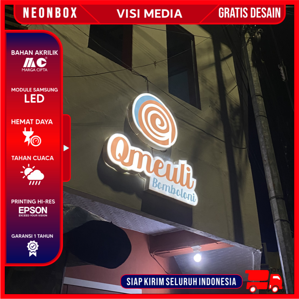 Jual Neon Box Akrilik Custom 1 Sisi Free Desain Neon Box Dinding ...