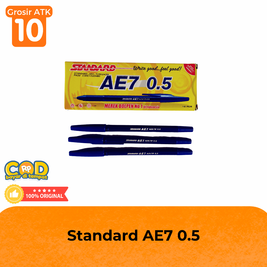 Jual (ISI 12 PCS) BALLPOINT/PULPEN STANDARD AE7 BIRU ORIGINAL | Shopee Indonesia