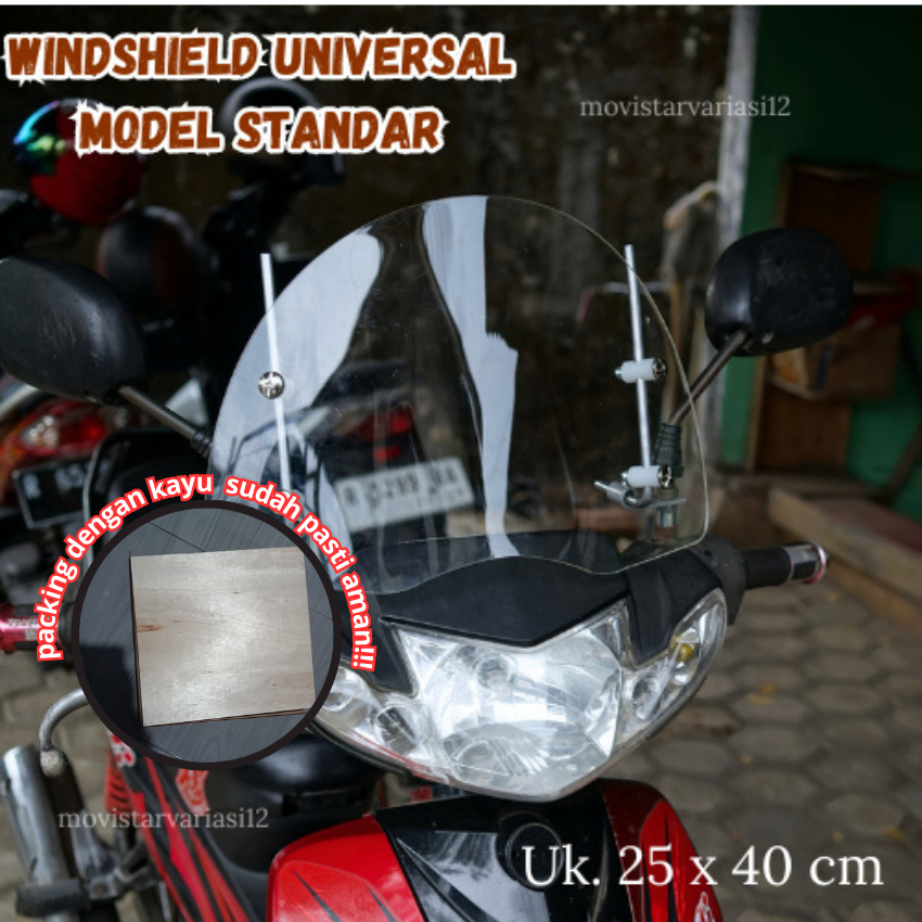 Jual Windshield Motor Universal Standar ukuran 25cm x 40cm Visor Tameng ...
