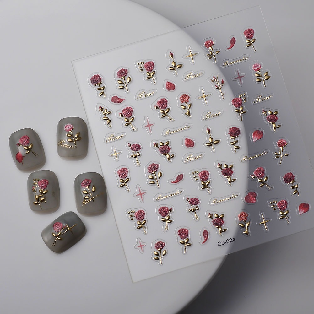 Jual STICKU - Sticker Kuku Bunga 5D Sticker emas Sticker timbul Nail ...