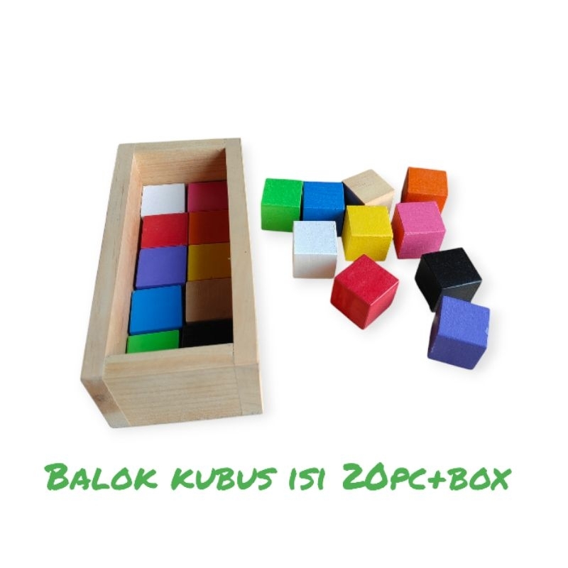 Jual Mainan Edukasi Balok Dasar 3 x 3 x 3 Warna Isi 20pc+Box Kayu ...