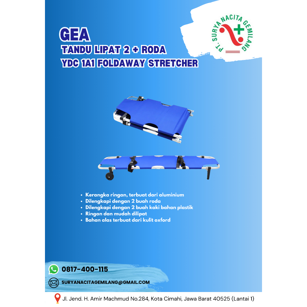 Jual Tandu Lipat 2 + Roda GEA YDC 1A1 Foldaway Stretcher | Shopee Indonesia