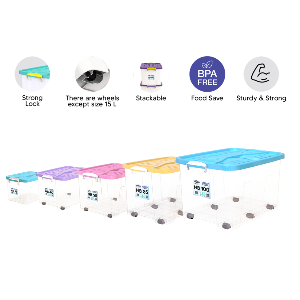 Jual Nobu Container Box + Roda 40 liter Kotak Penyimpanan Transparan NB ...