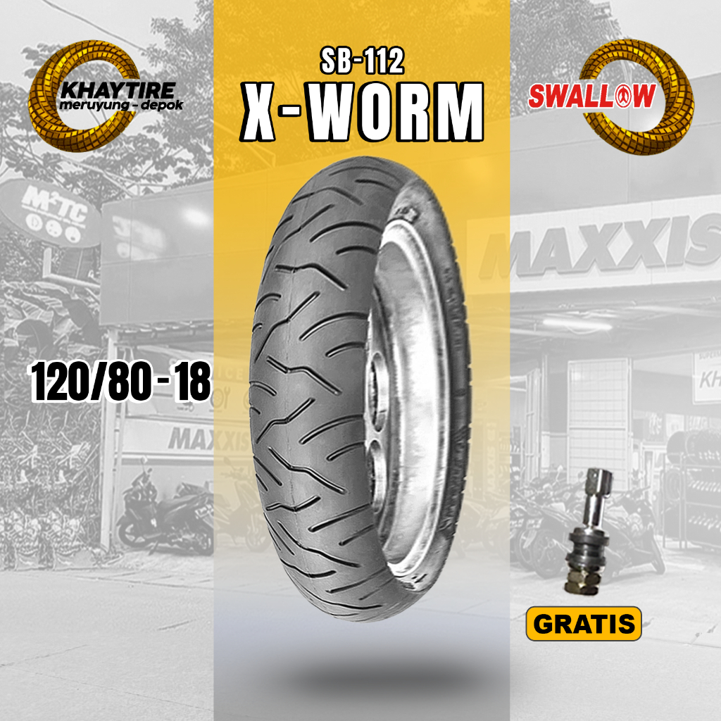 Jual SWALLOW X-WORM 120/80 Ring 18 Tubeless - Ban Motor RX KING HONDA ...