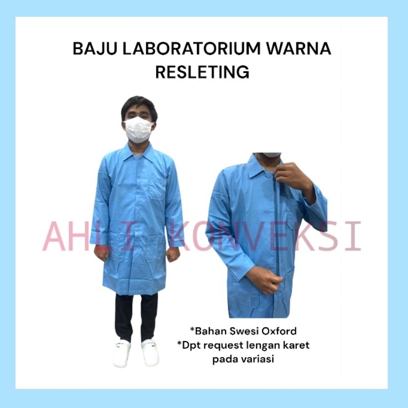 Jual Baju Laboratorium WARNA BIRU MUDA RESLETING/Baju Lab Resleting/Jas ...