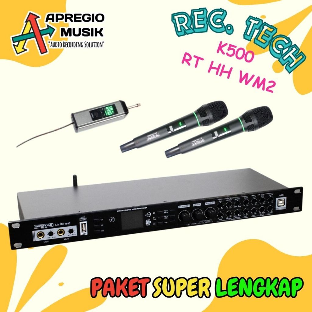 Jual Paket karaoke Recording tech KTV K500 K 500 dengan mic RT HH WM2 ...