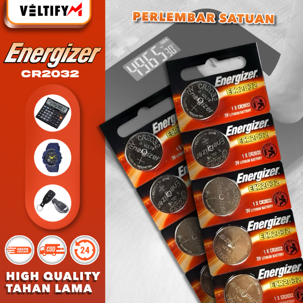Jual Baterai Energizer CR2032 Lithium Battery 3V Perlembar Satuan Batre Timbangan Digital ...