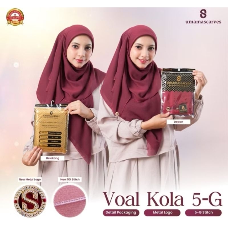 Jual Umama Scarf Voal Kola 5G Logo Metal 110 x110 cm Poly Cotton ...