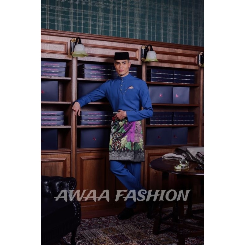 Jual Baju Melayu Pria Teluk Belanga Cekak Musang Warna Biru Elektrik ...