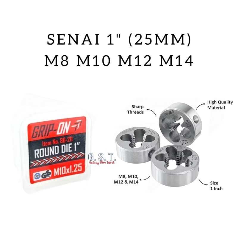 Jual Mata Senai Drat Luar Round Dies Senay M8 M10 M12 M14 GRIP ON Sney Snai Ulir Drat Luar Lebar ...