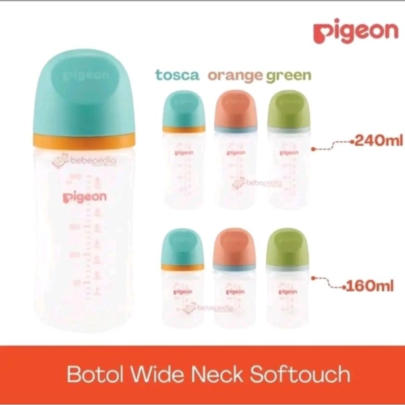 Jual 1 Pcs PIGEON BOTTLE WIDE NECK SOFTOUCH 160 ml With Peristaltic PLUS NIPPLE Botol Susu Bayi ...