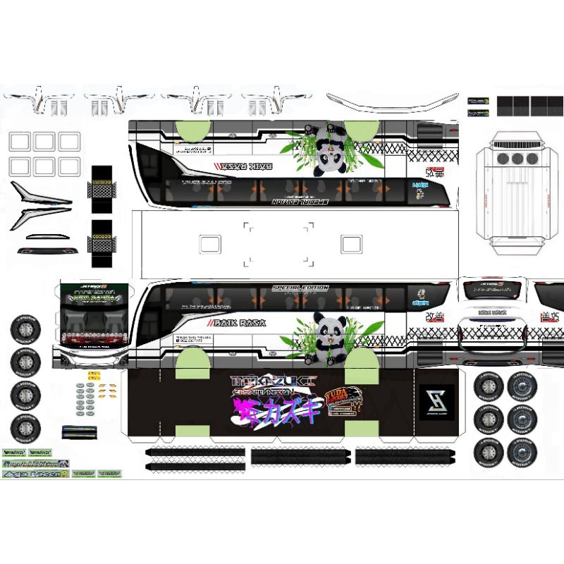 Jual lembaran papercraft bus baik rasa kids panda skala 43 laminasi non ...