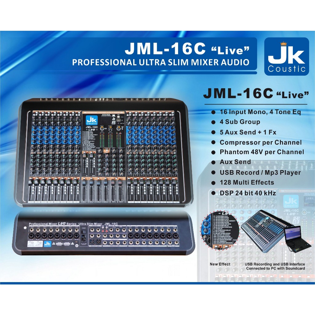 Jual Mixer Audio 16 Channel JML-16C New Jk Coustic | Shopee Indonesia