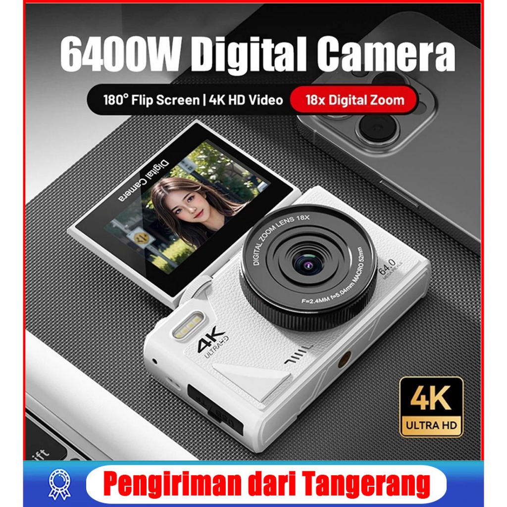 Jual TEEKA WiFi Digital Camera 75/64MP 18X Digital Zoom 180° Flip ...