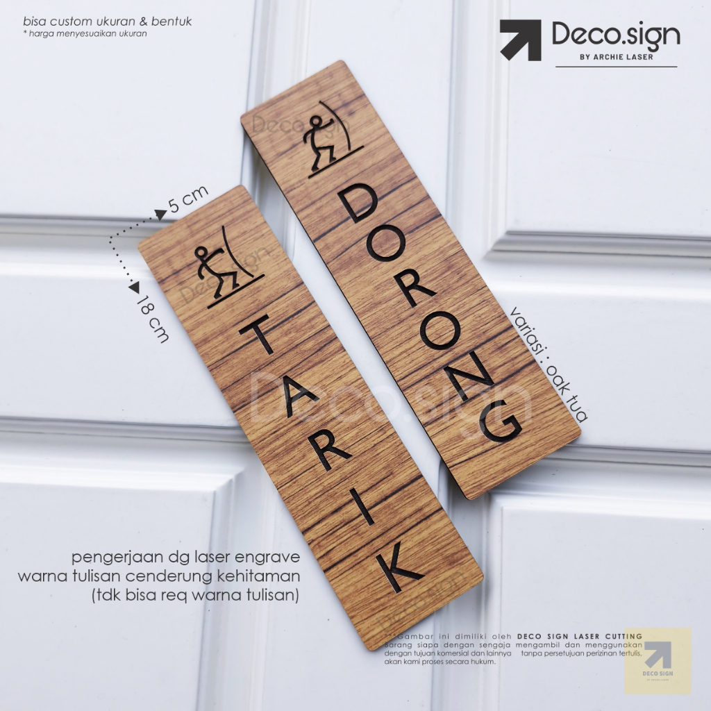 Jual Sign Push Pull Dorong Tarik Icon Kayu, Penanda Tarik Dorong ...