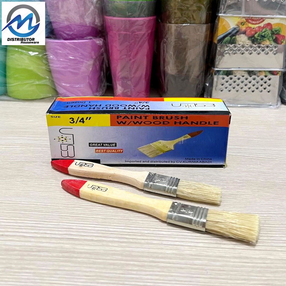 Jual Kuas Cat Kuas Tangan 3/4 Inch/ Koas Cat Tembok Gagang Kayu 3/4 ...
