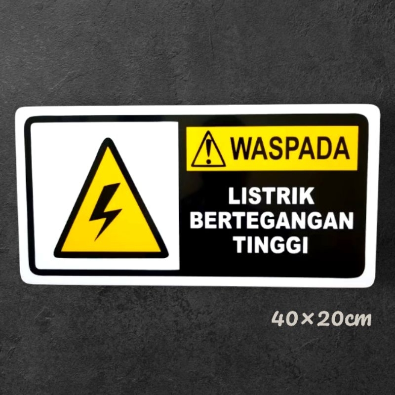 Jual Acrylic sign peringatan WASPADA LISTRIK BERTEGANGAN TINGGI 40 x ...