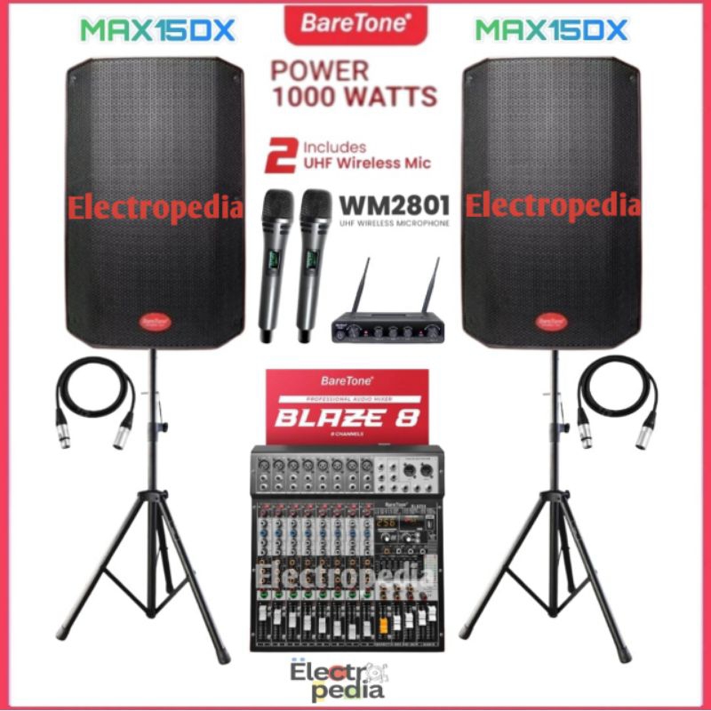 Jual Paket Sound System Speaker Aktif 15inch Baretone 15DX Mixer ...