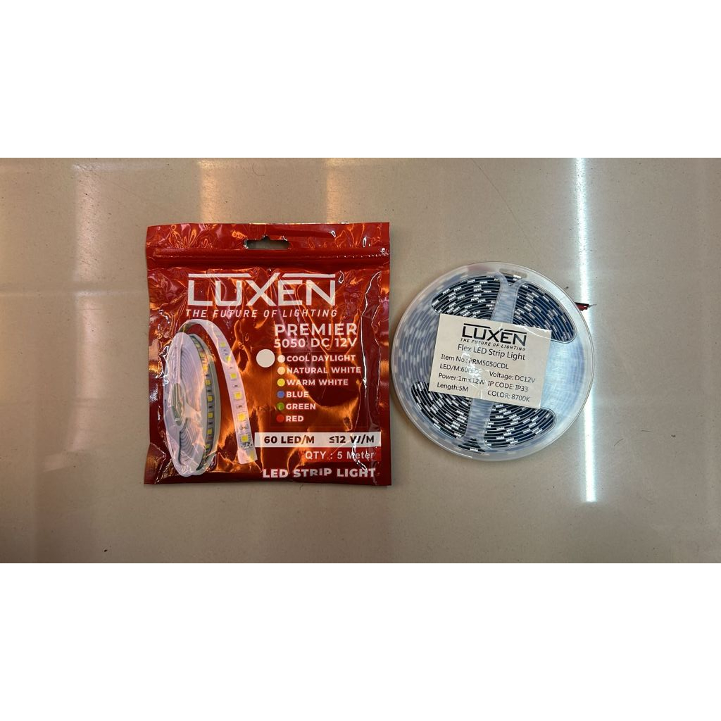 Jual LUXEN LED Strip 5050 PREMIER DC12V 5meter Cahaya Putih, Kuning dan ...