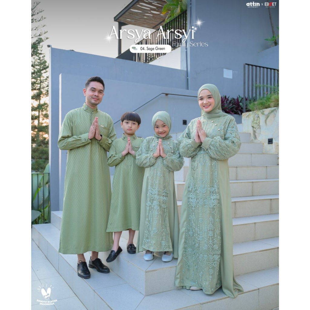 Jual ATTIN - ARSYA ARSYI SERIES 04 SAGE GREEN/SERAGAM KELUARGA IDUL ...