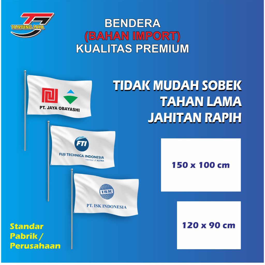 Jual Bendera Custom - 1 Sisi, Logo dan Desain Sendiri, Ukuran Besar ...