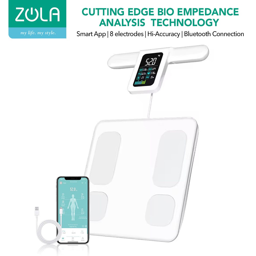 Jual Zola Body Weight and Fat, 8 Electrode Body Fat Scale, Large ...