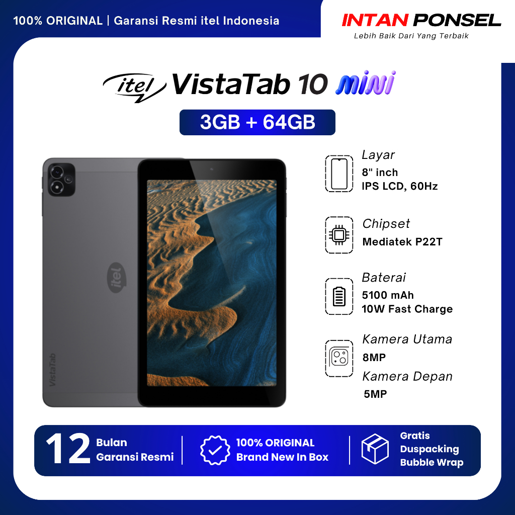Jual itel Vista Tab 10 Mini LTE 4G 3GB + 64GB Garansi Resmi | Shopee Indonesia