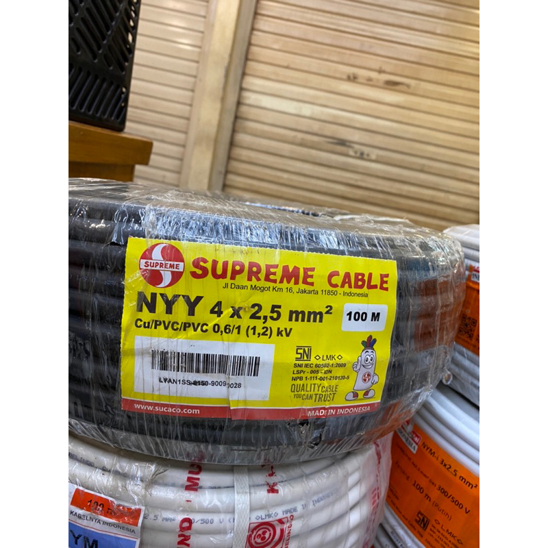 Jual Kabel NYY 4x2.5 4x2,5 SUPREME CABLE Hitam Kawat 50 Dan 100 Meter ...