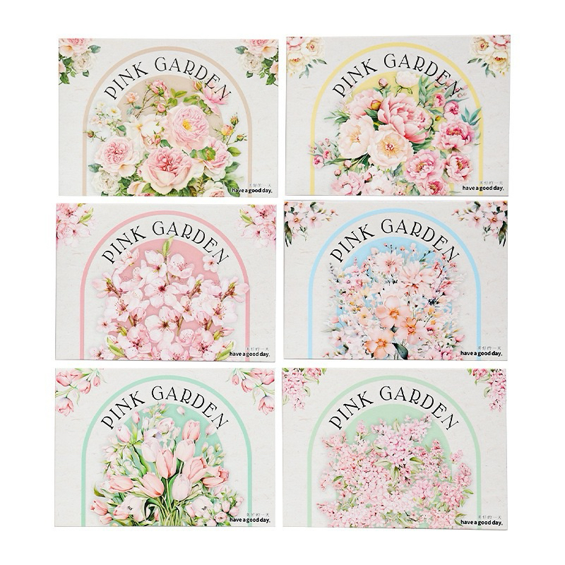 Jual (2DD) sticker transparan bunga buket pink taman bouquet flower ...