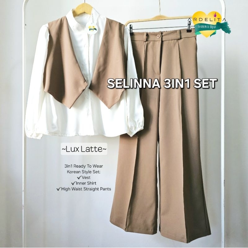 Jual ARDELITA FASHION HIJAB - Selinna Set 3in1 Kemeja + Vest + Celana High Waist Korean Style ...