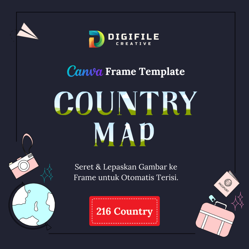 Jual Canva Frame Peta 216 Negara di Dunia | Shopee Indonesia